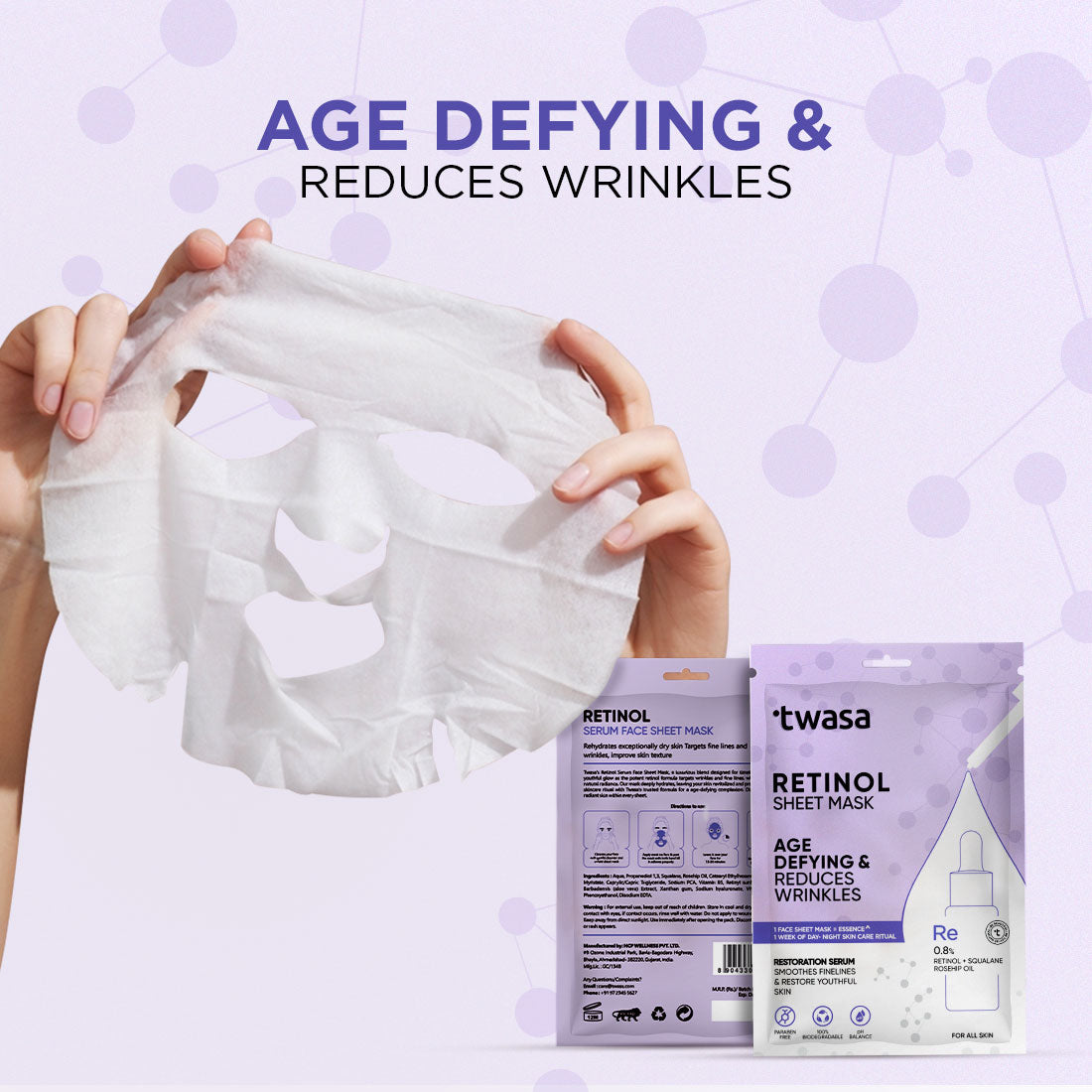 Buy Retinol Sheet Mask for Radiant Skin | Shop Serum Sheet Mask Online in India – Twasa Cosmetics